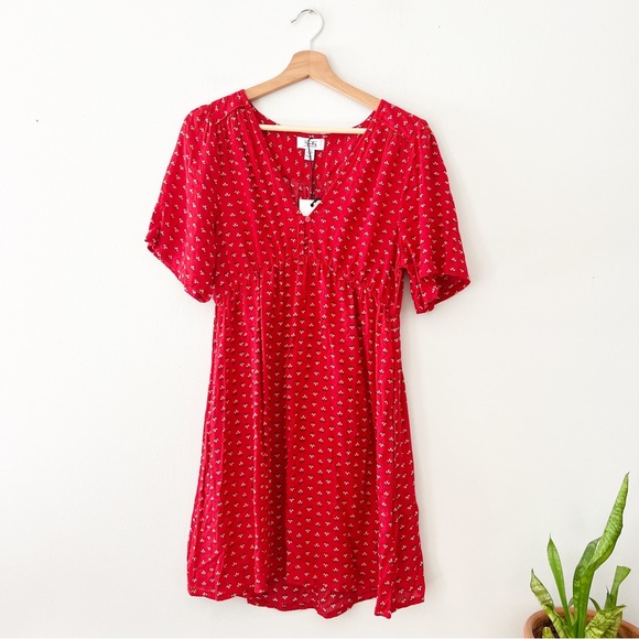 Myra Bag | Dresses | Nwt Myra Bag Floral Red Dress V Neck Short Sleeve ...